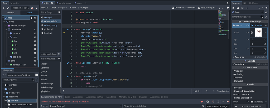 Invalid call. Nonexistent function 'testing' in base 'Nil ...