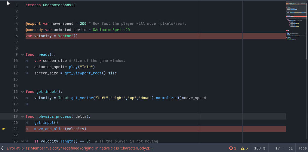 It says velocity has been redefined but I don't know how to change that - Help - Godot Forum