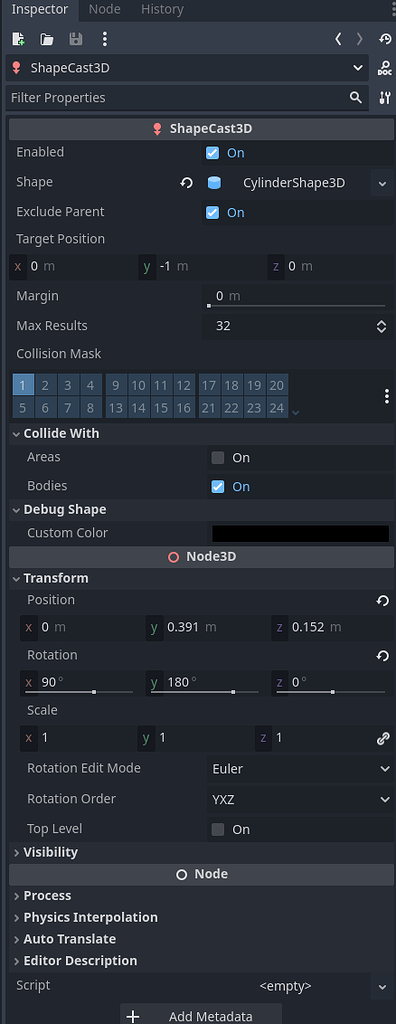 How do I change how far the Shapecast3d node can see - Help - Godot Forum