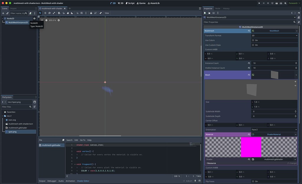 MultiMeshInstance2D with a shader and a texture - Shaders - Godot Forum