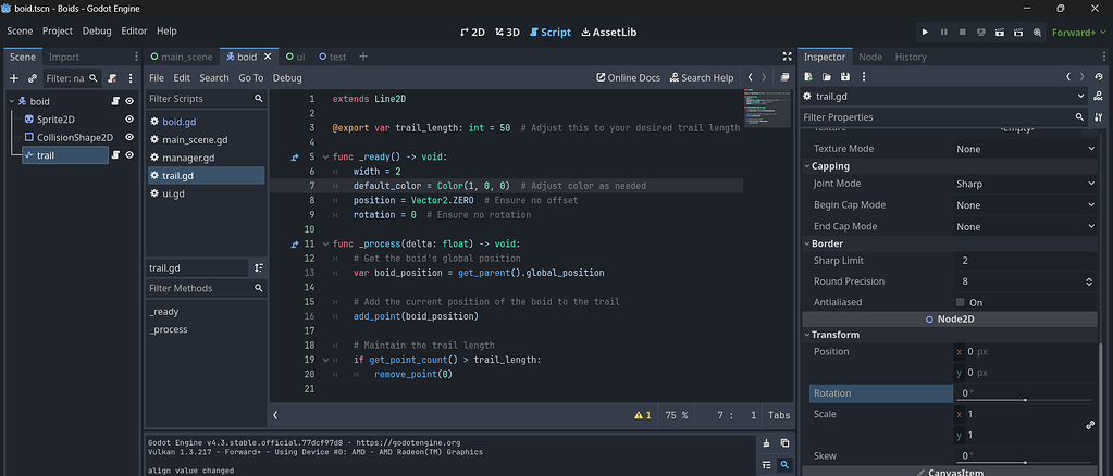 Some random offset coming in trail , not starting from the player body ...