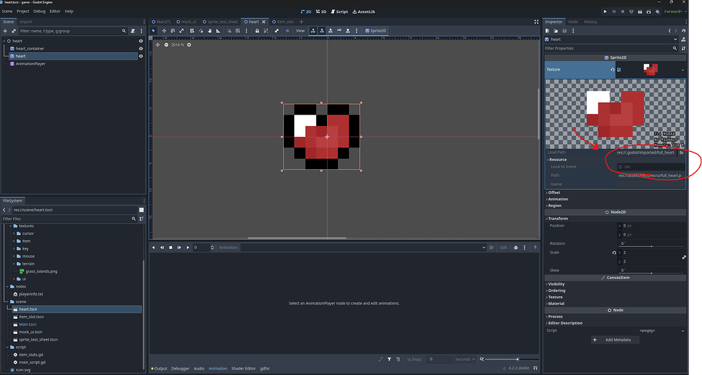 Local to Scene button greyed out under Sprite2D image texture resource ...