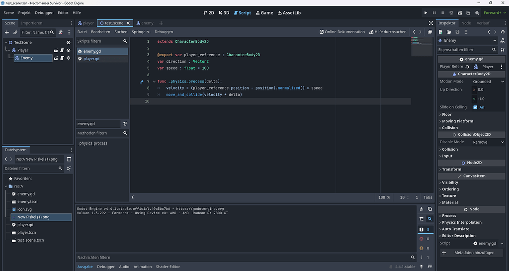 Enemy won't follow me - Programming - Godot Forum