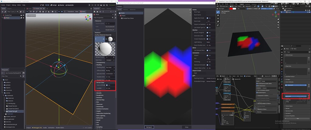 Godot 4.4: Vertex colors import correctly but render as black in shaders and materials - Help ...