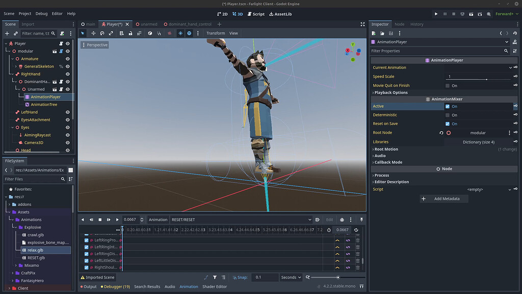 Animation[player,tree,mixer] causes mesh to move when it shouldn't - Animation - Godot Forum