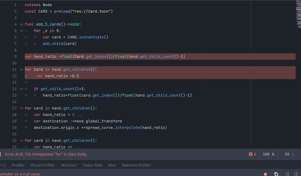 Some errors on a 3D tpy card game HELP!! - Programming - Godot Forum
