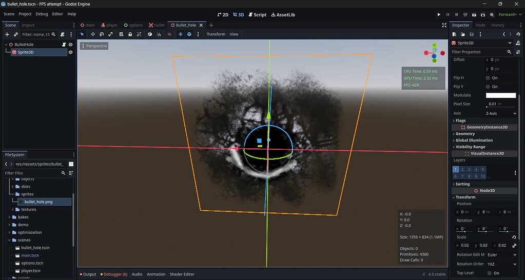 Bulletholes are not in their original scale :( - Help - Godot Forum