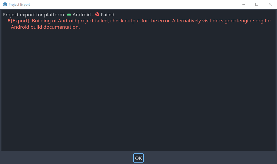 Export Fails, But Output Doesn't Show Any Errors (RESOLVED*) - Help - Godot Forum