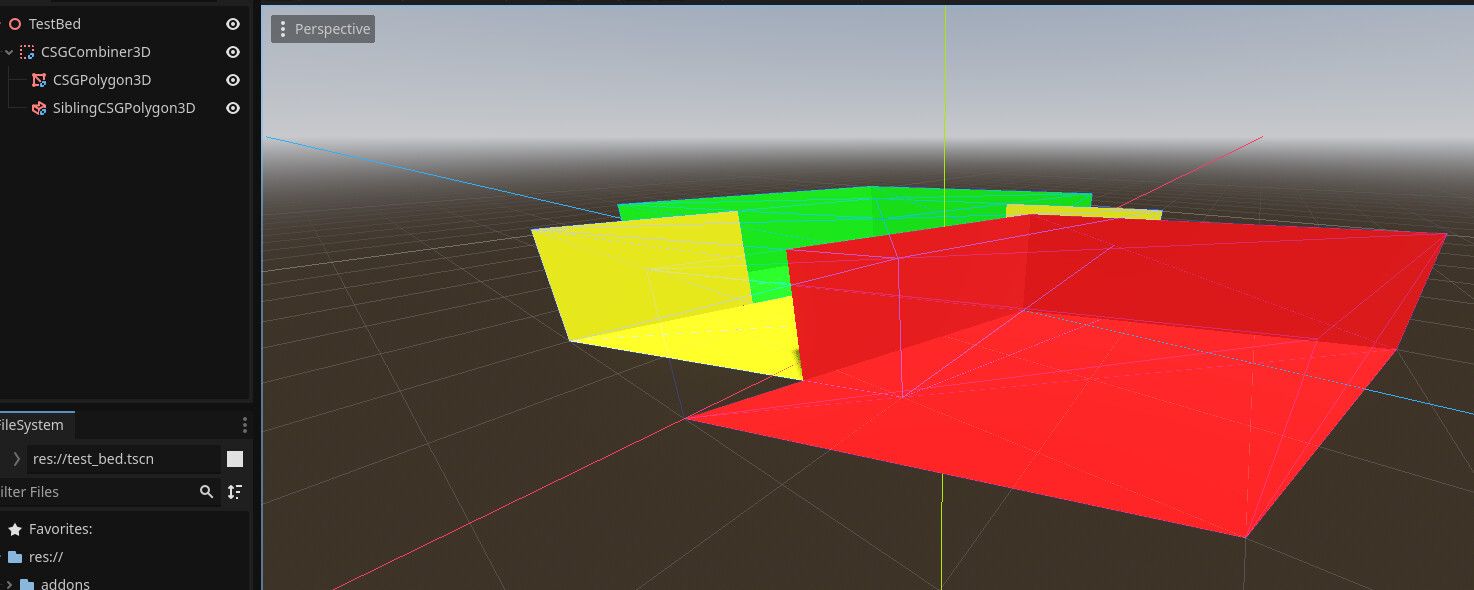 Get_meshes() on CSGPolygon3D breaks unionization with sibling - Help - Godot Forum