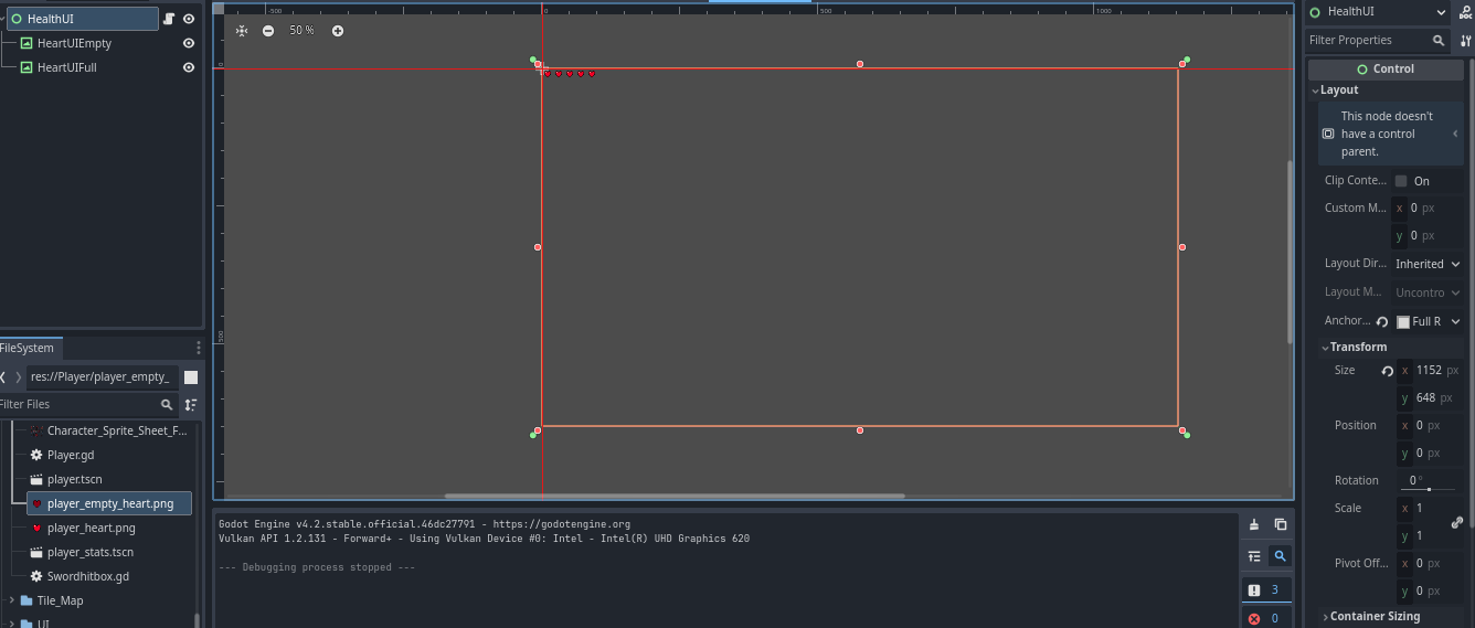 Health UI not following camera when attached to CanvasLayer - UI - Godot Forum