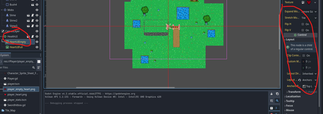 Health UI not following camera when attached to CanvasLayer - UI - Godot Forum