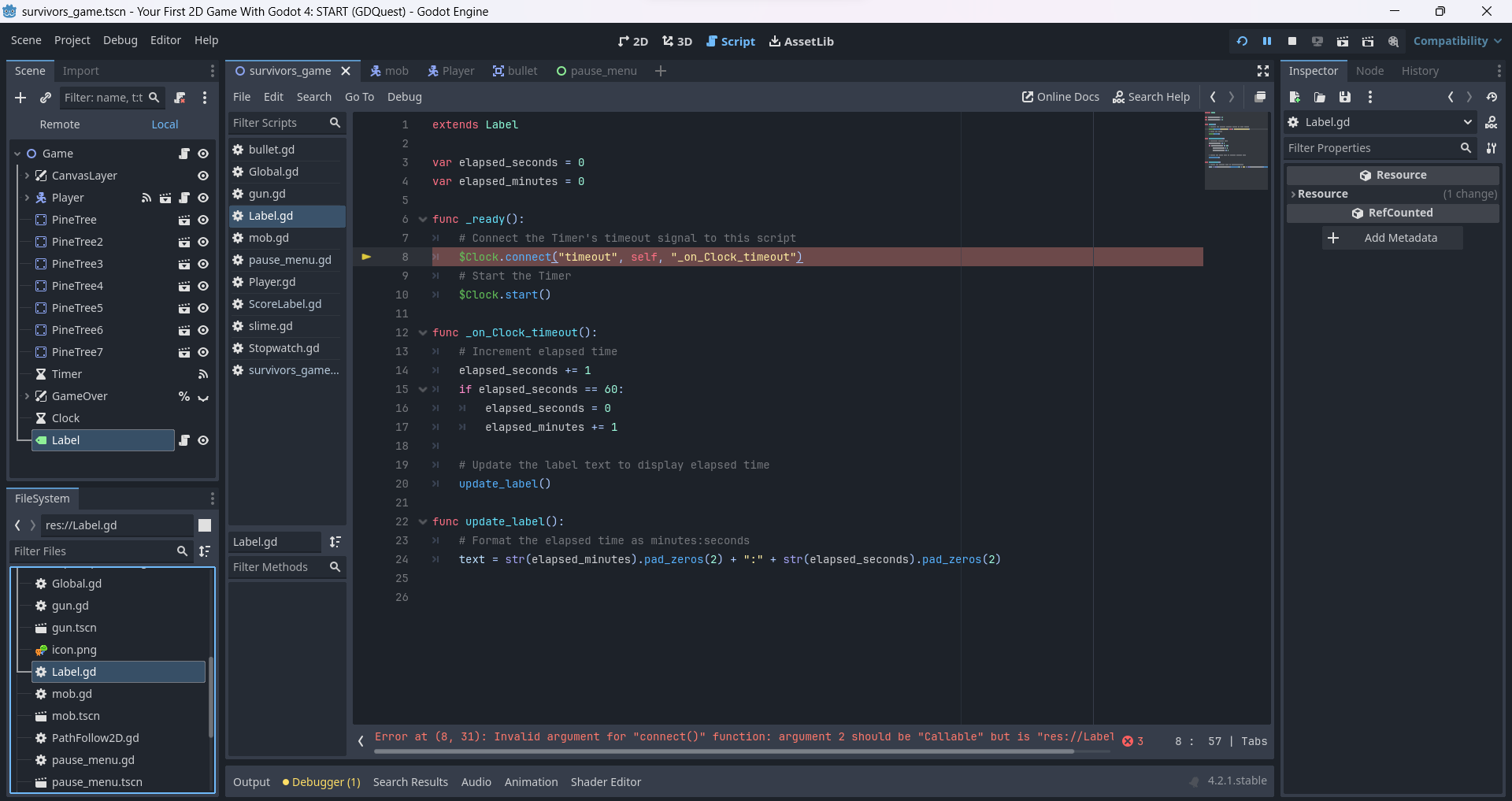 Trying To Add A Visible Stopwatch Timer To My Game Help Godot Forum