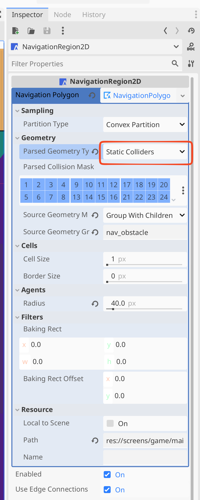 NavigationRegions2D Parsed geometry Type bug? - Navigation - Godot Forum
