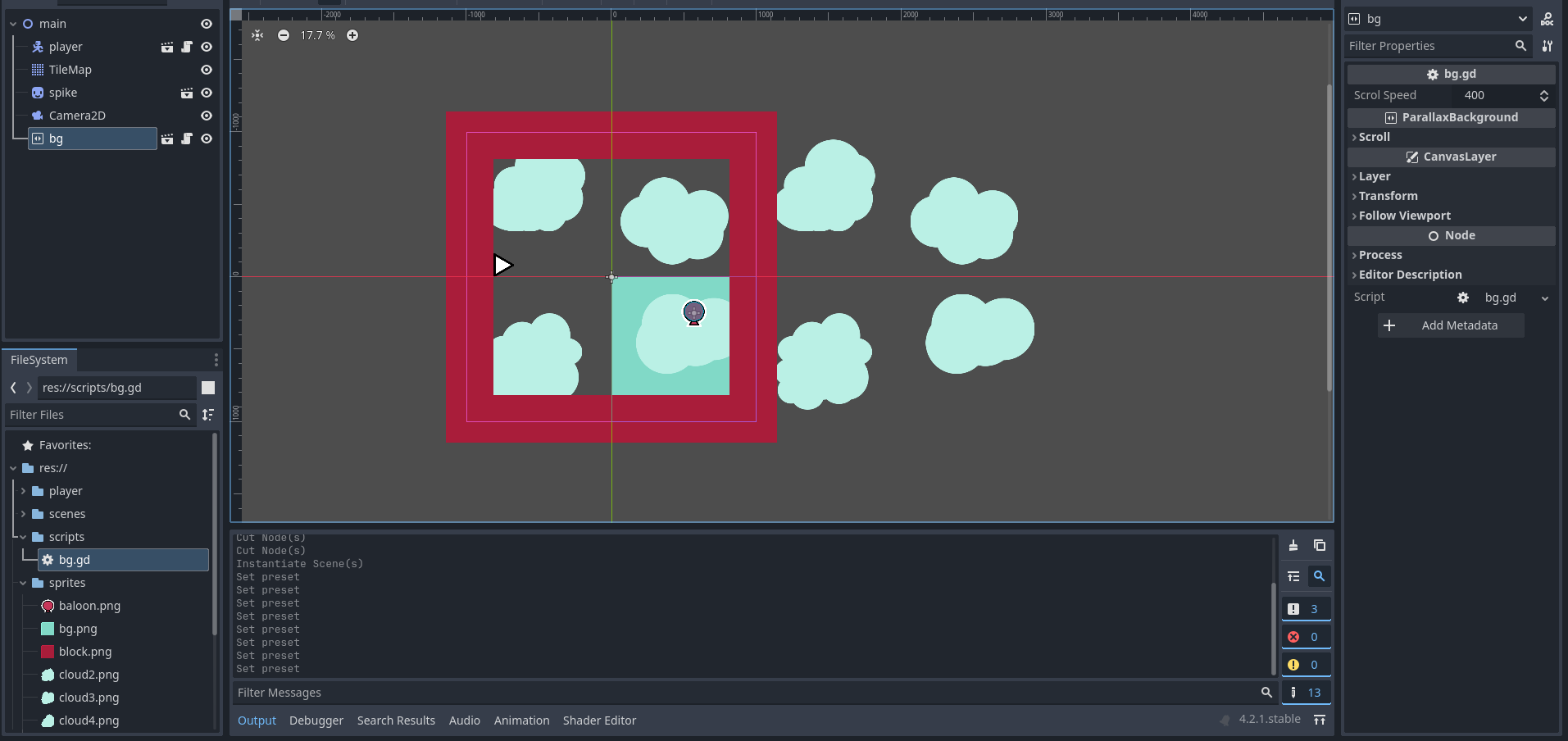 Backgound parallax not moving - Help - Godot Forum