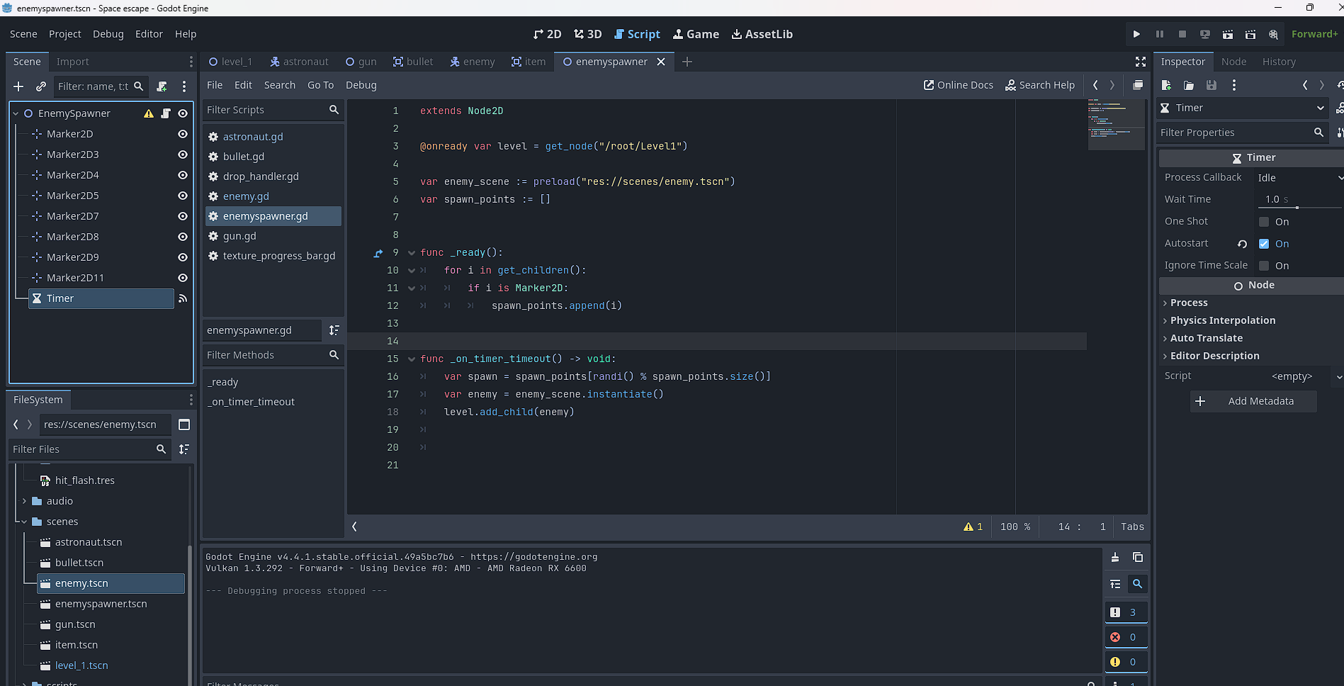 My enemy spawner isn't working, how do I fix this error? - Help - Godot Forum