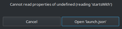 VSCode Godot Debugger extension "Cannot read properties of undefined (reading 'startsWith ...