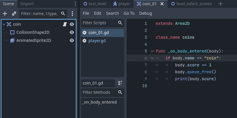 Coin Collection | Help with Area2D Script - Help - Godot Forum