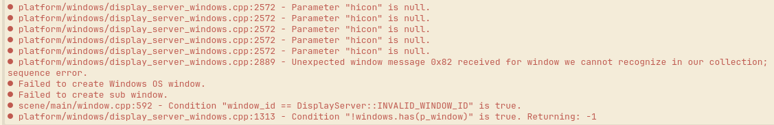 The engine prompts "Parameter 'hicon' is null" after a period of use - Help - Godot Forum