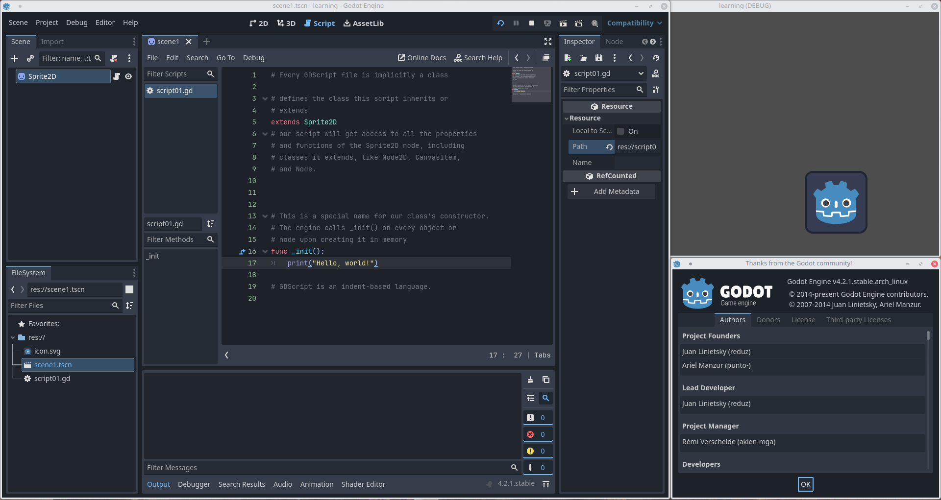 No output from print (icons all mark zero) - Help - Godot Forum