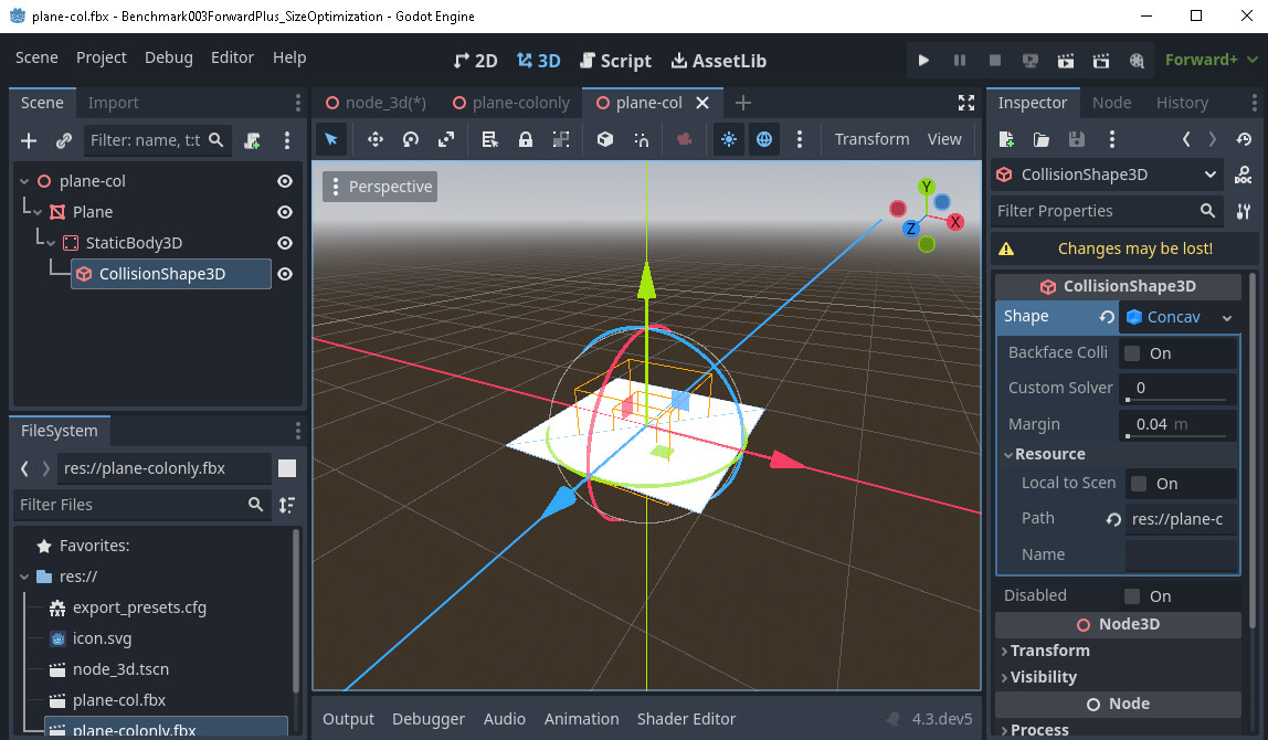 Export with col colonly default plane from blender to godot wrong ...